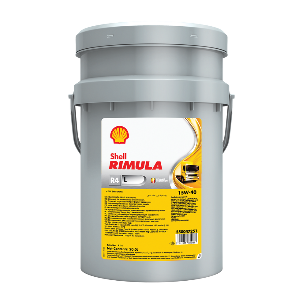 Shell Rimula R4 L 15W40 CK4 - 20L Pail – Atlas Oil and Chemical